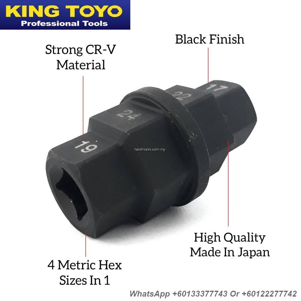 KingToyo KT-H1724 4 IN 1 KINGTOYO 3/8" DR HEXAGON AXLE TOOL (17 ,19 ,22 ...