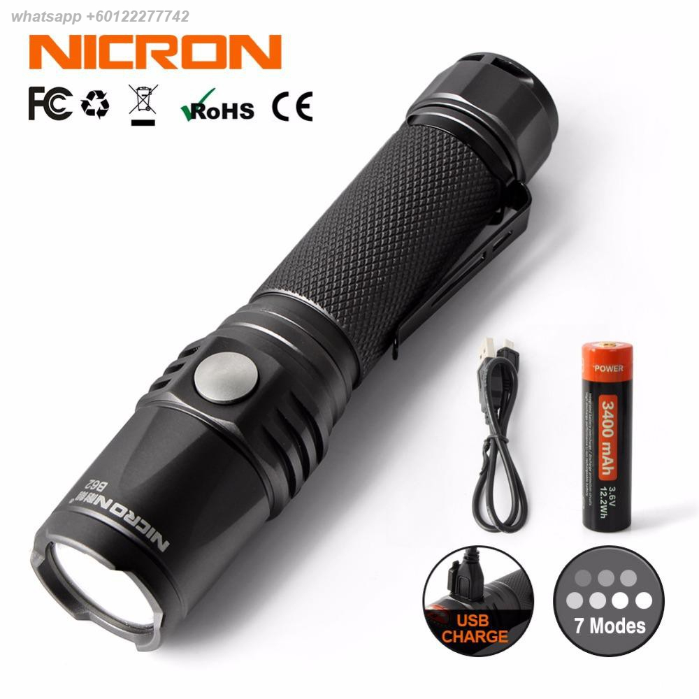 NICRON B62 SUPER BRIGHTNESS RECHARGABLE LED ALUMINIUM FLASHLIGHT LED ...