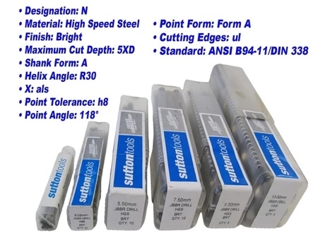 Evacut / Sutton EVDB-2106 3mm HSS DRILL BITS SET (1 pack x 10pcs)